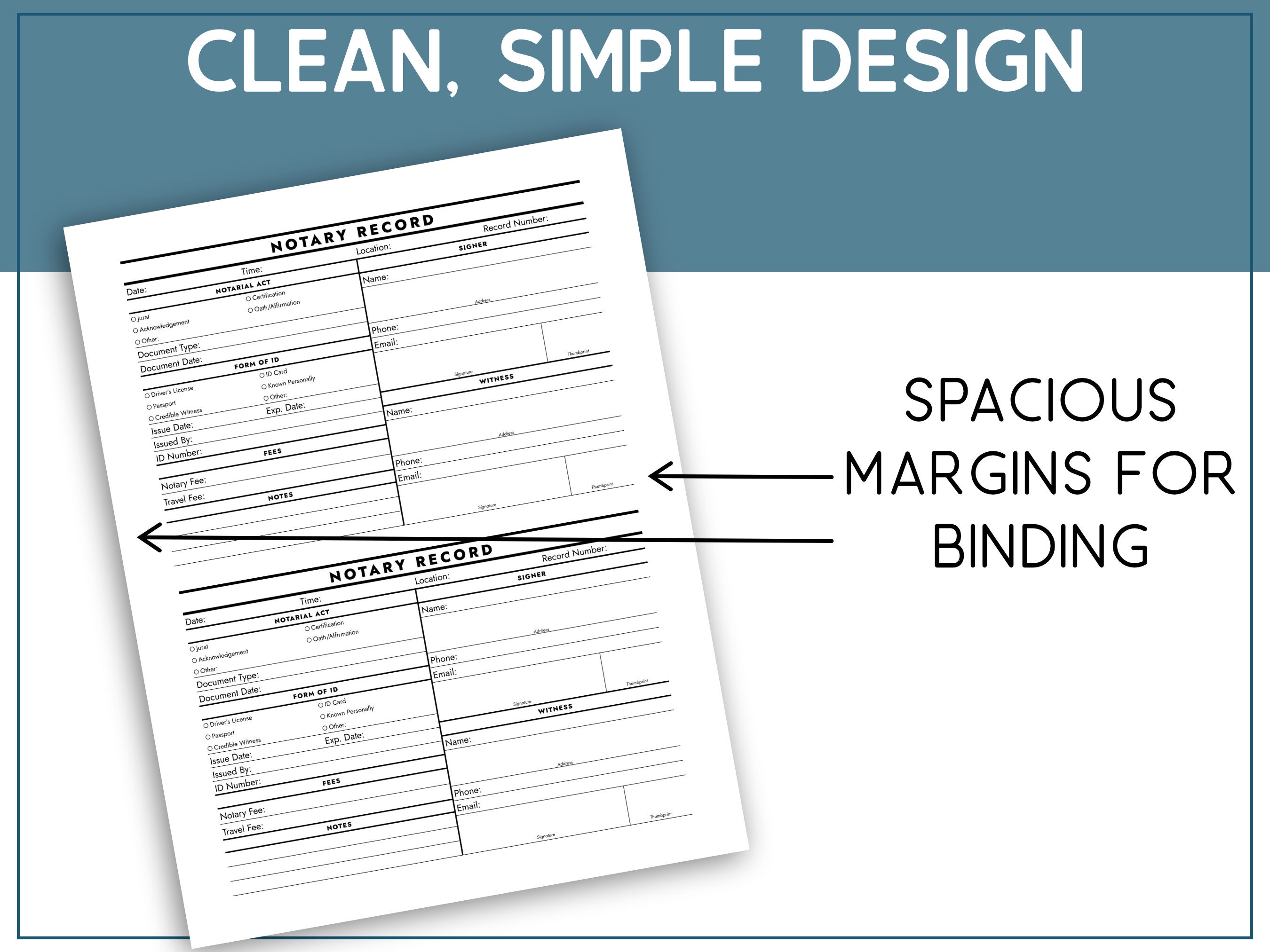 Printable Notary Public Log Template, Notary Public Journal, Notary ...