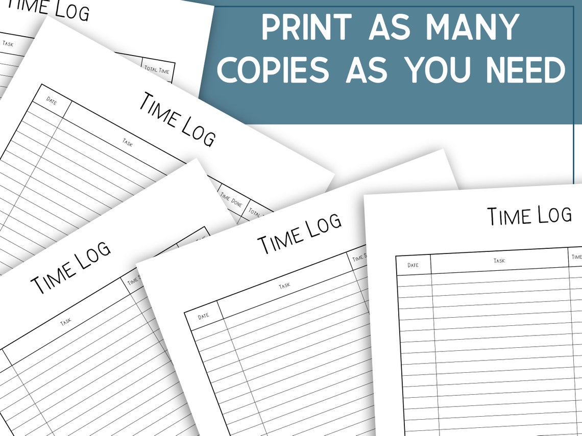 Printable Time Log Tracker, Printable Time Sheet Tracker, Timesheet ...