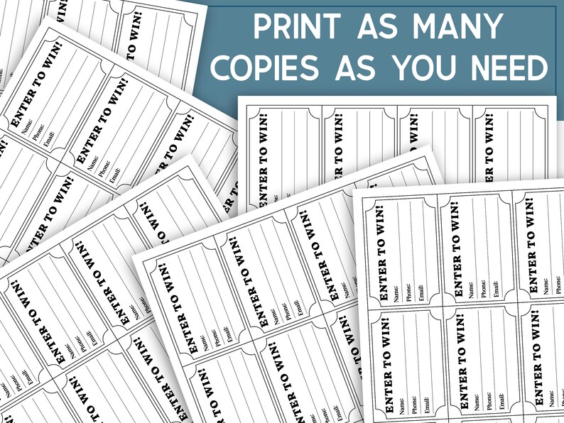 Printable Raffle Tickets Template, Enter to Win Tickets, Printable ...