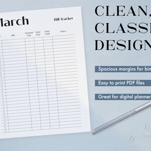 Printable Bill Tracker, Printable Monthly Bills Checklist, Debt Payment ...