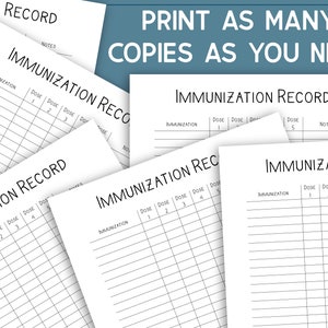 Printable Immunization Record Template, Printable Vaccine Log, Family ...