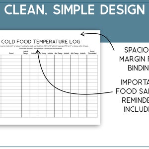 Printable Cold Food Temperature Log, Cold Food Holding Temperature ...