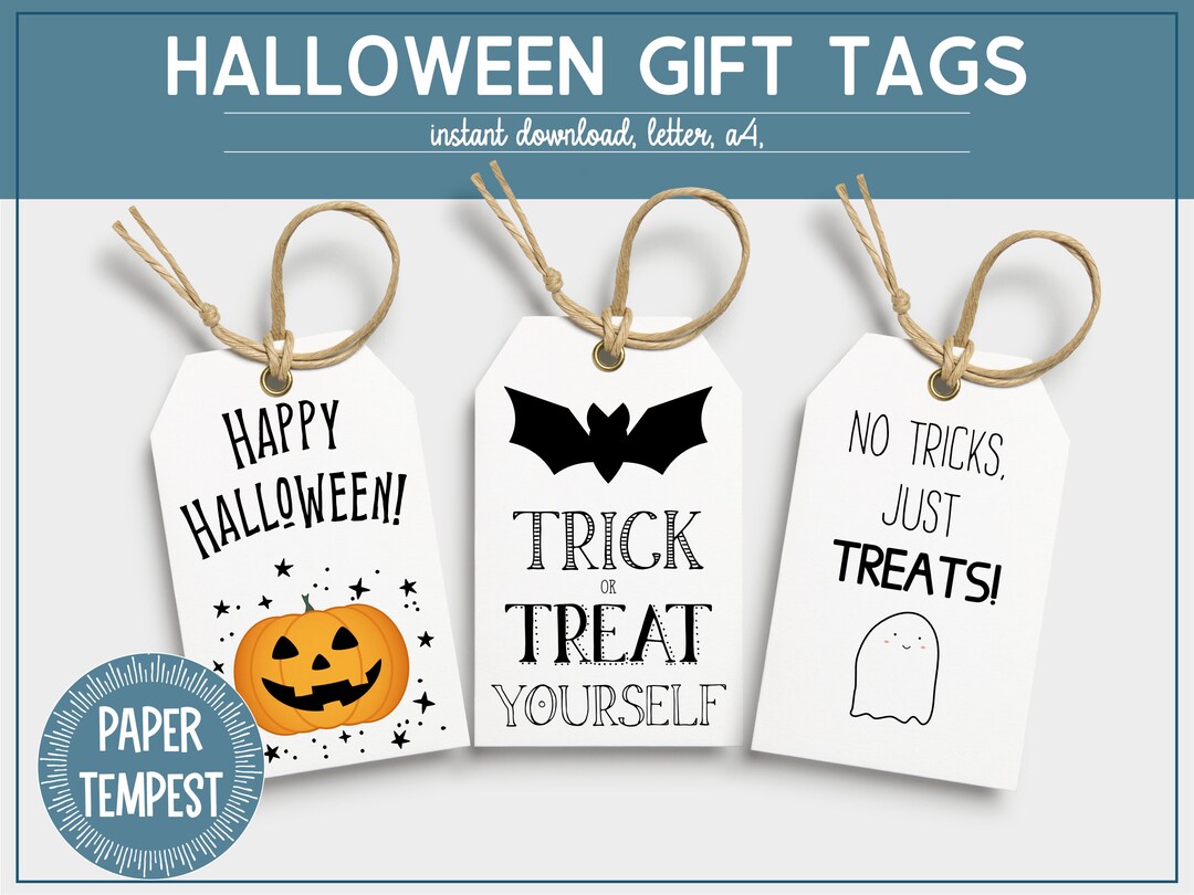 Printable Halloween Gift Tags Template, Trick or Treat Tags Instant ...