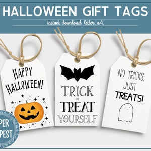 Printable Halloween Gift Tags Template, Trick or Treat Tags Instant ...