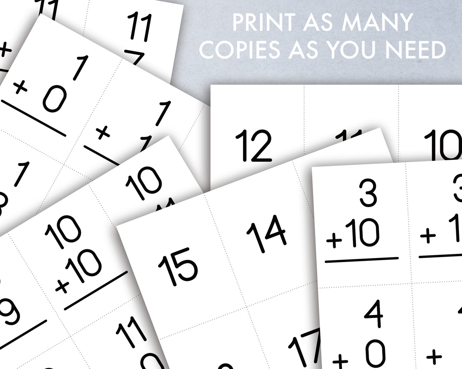 Printable Addition Flashcards, Adding Math Drills Flash Cards, Learning ...