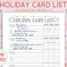 Printable Holiday Card List, Christmas Card List Planner Printable ...