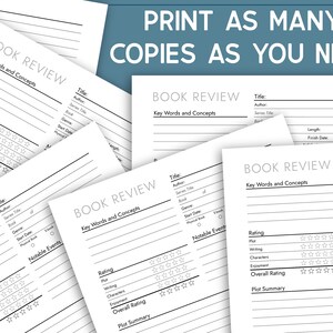 Printable Book Review Template, Book Review Journal, Digital Book ...