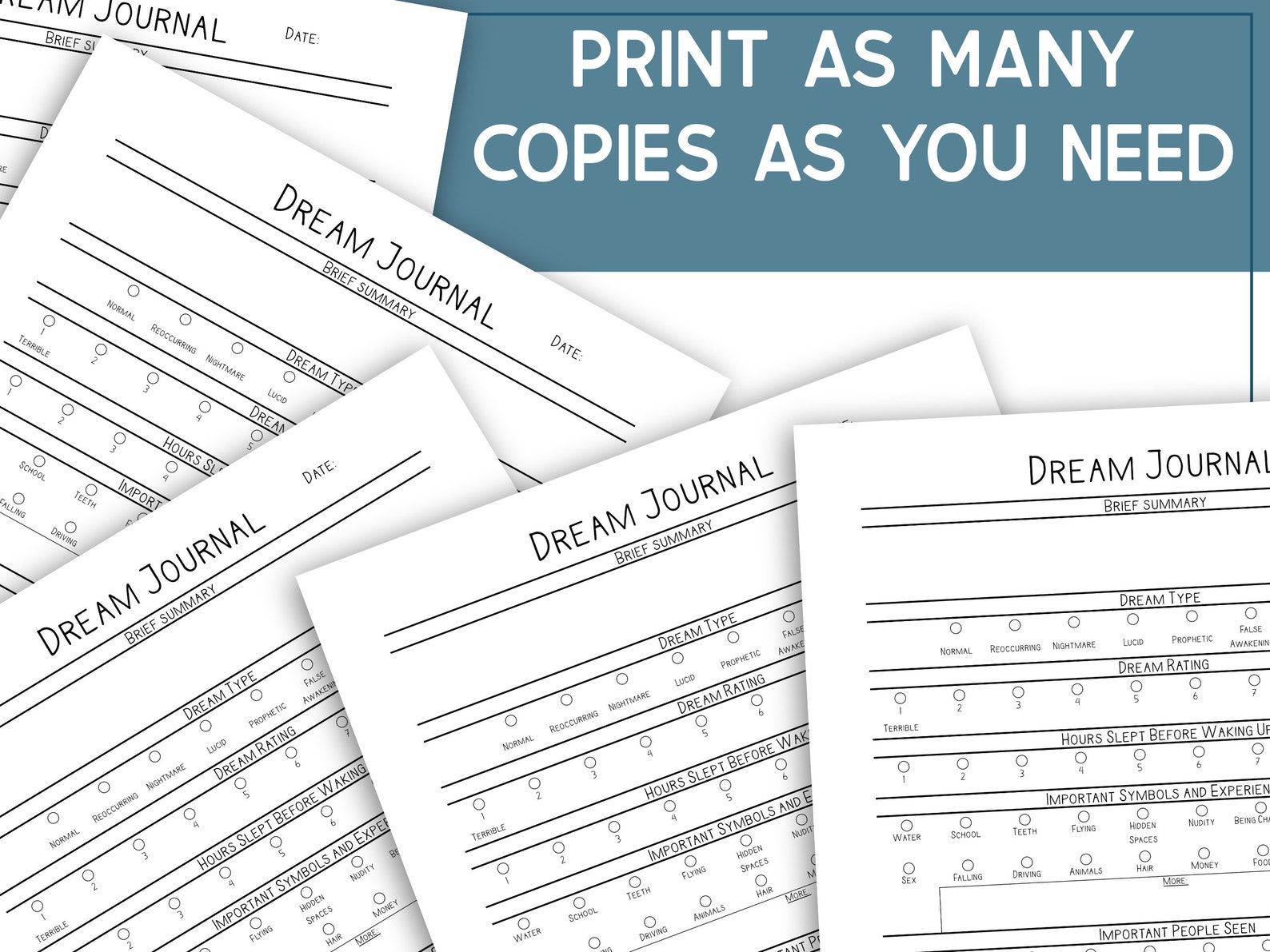 Dream Journal Printable, Digital Dream Journal Template, Lucid Dream ...