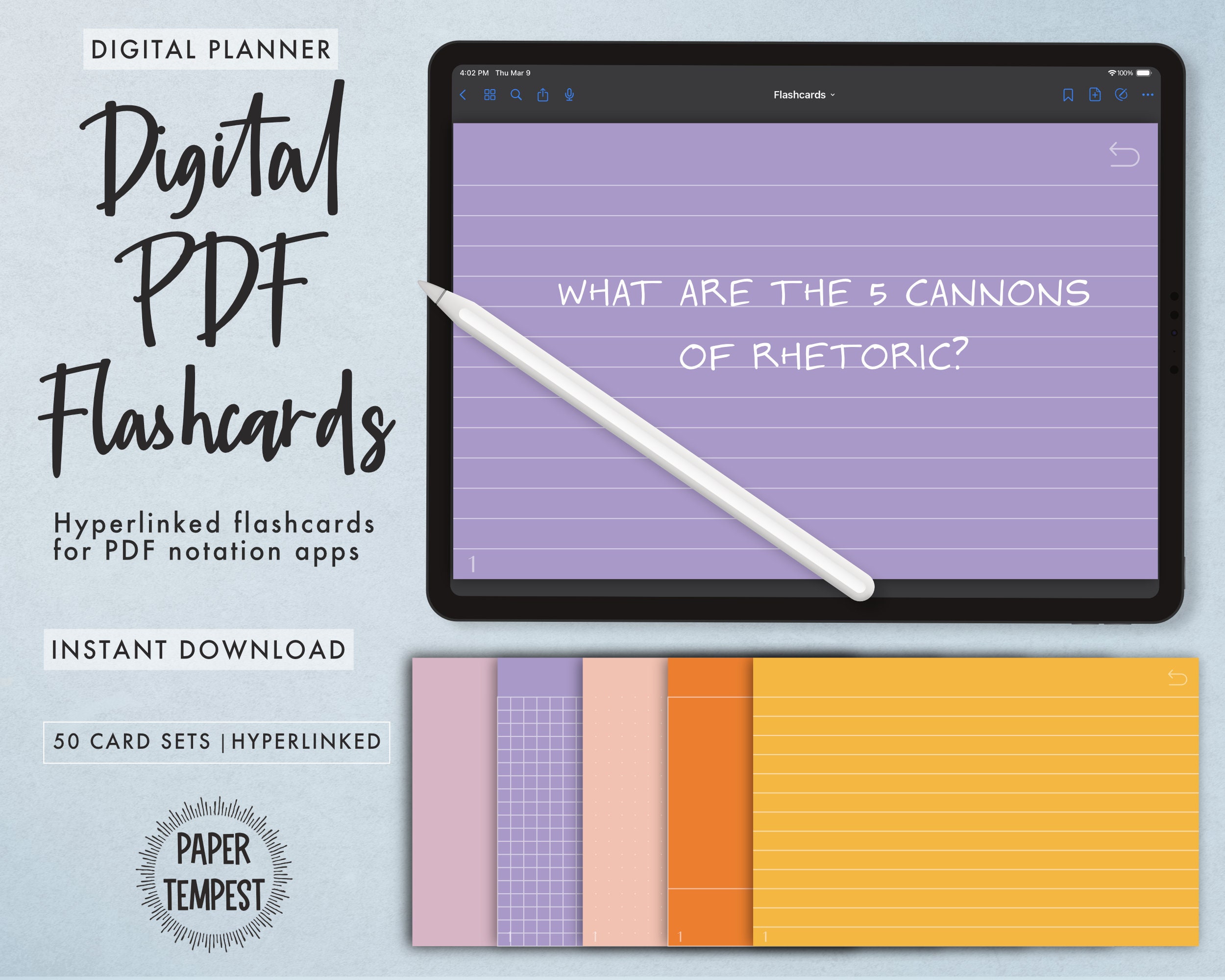 Aesthetic Digital Flashcards for Goodnotes and Notability, Hyperlinked ...