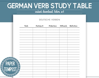 German Verb Conjugation Practice Sheet - Etsy