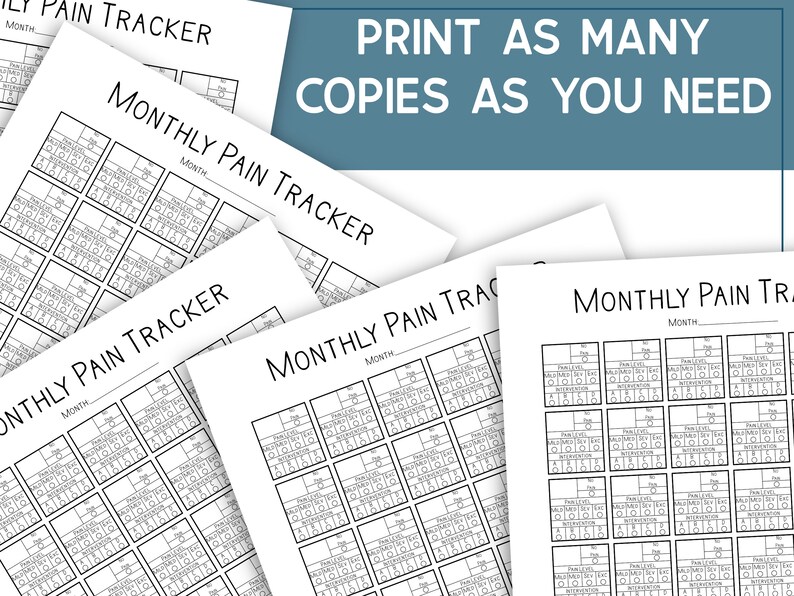 Chronic Pain Tracker Printable Pain Journal Pain Calendar | Etsy