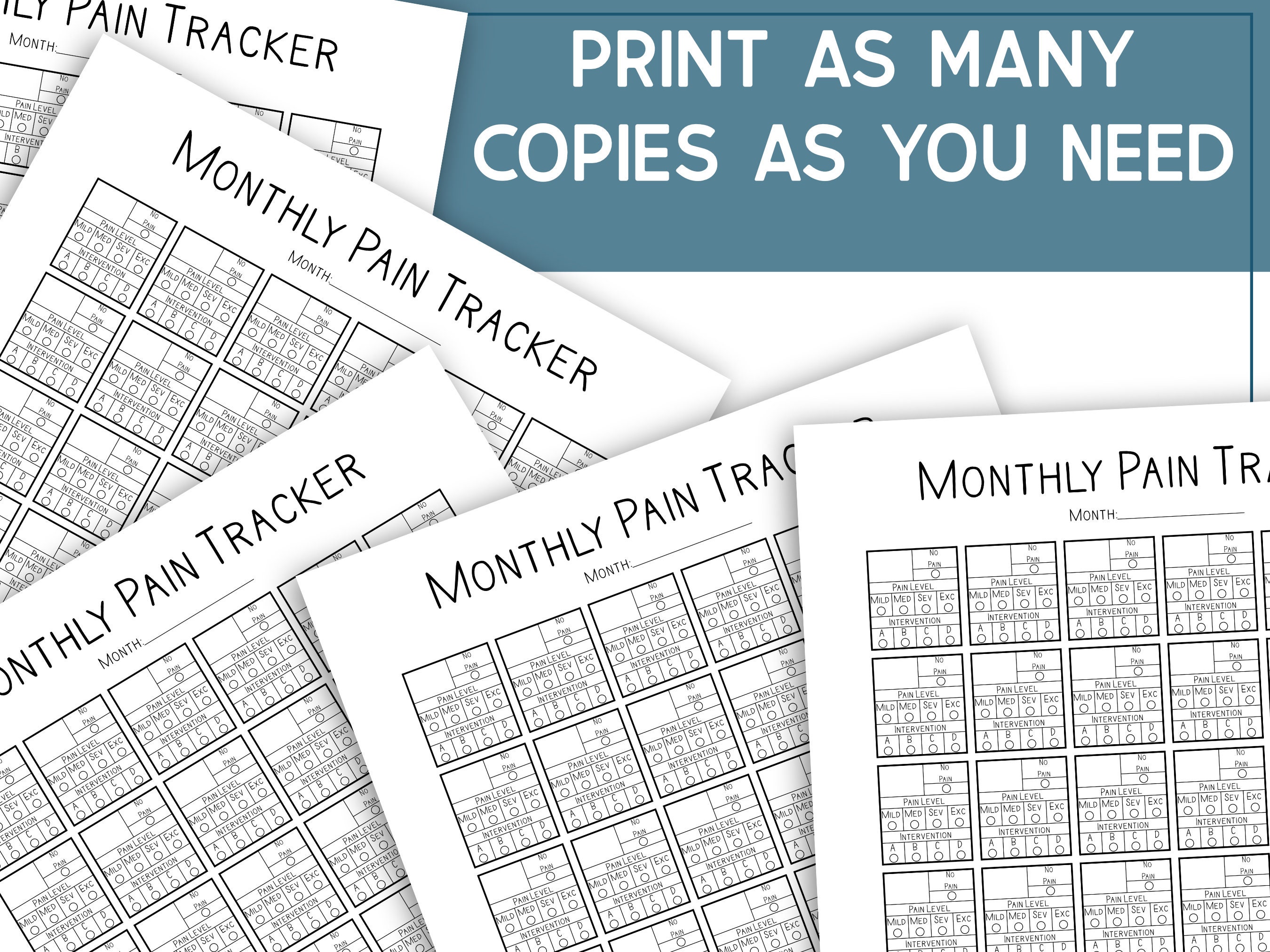 Chronic Pain Tracker Printable, Pain Journal, Pain Calendar, Pain Log ...