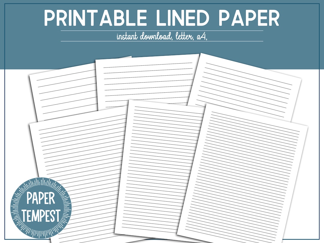 Printable Lined Paper, Printable Note Paper, Digital Journal Paper ...