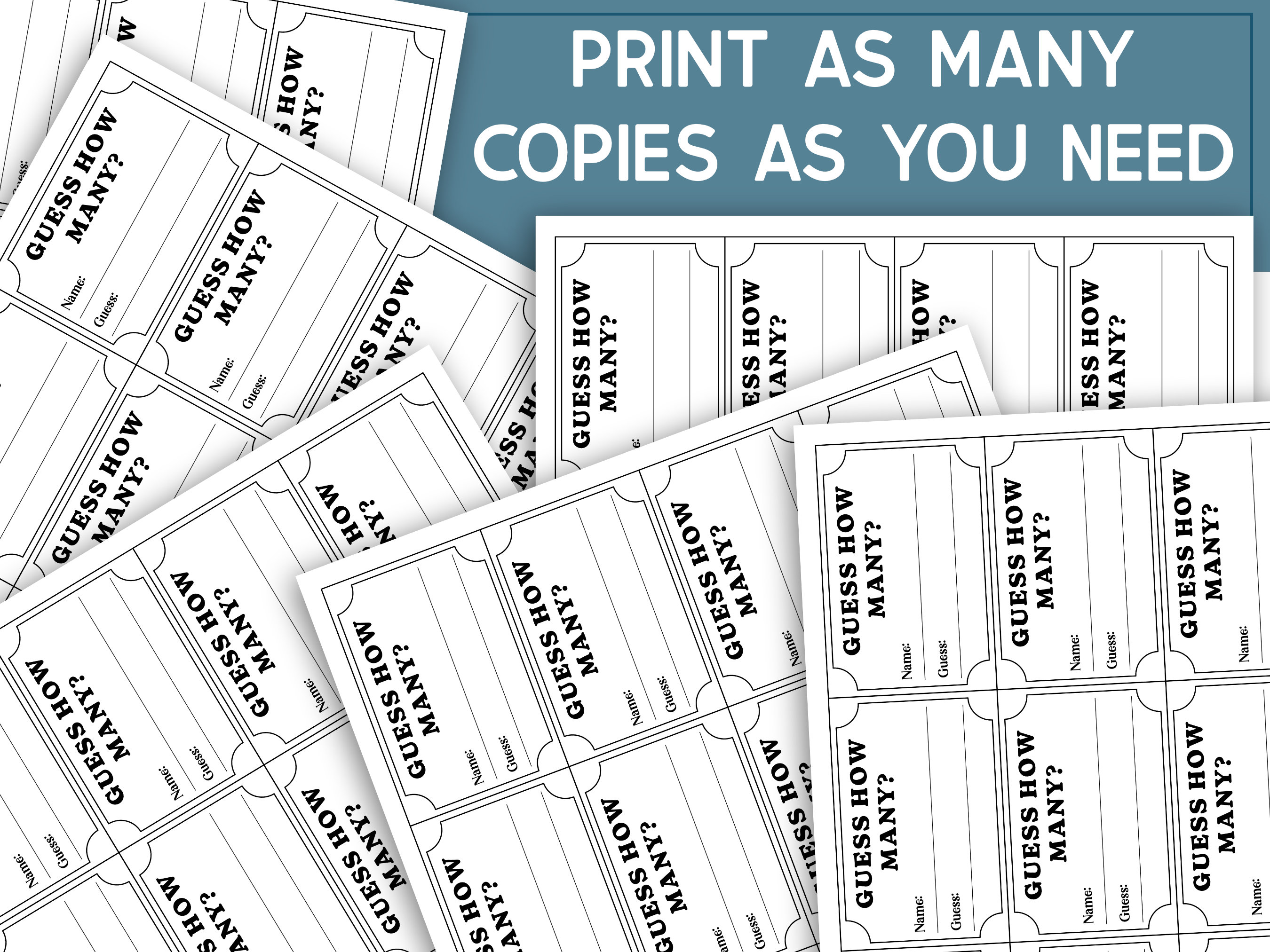 Printable Guess How Many Tickets Template, Guessing Game Entry Slips ...