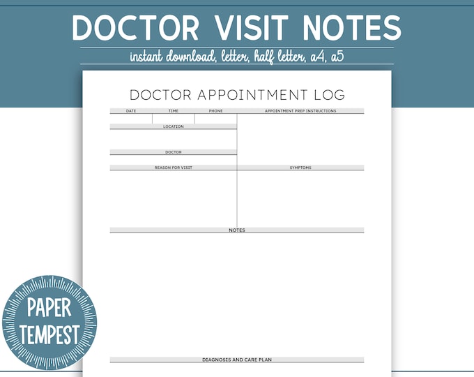 Medical Appointment Chart Printable | List Annual Medical Appointment ...