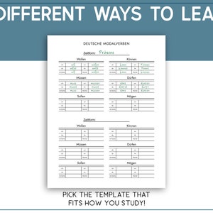 Printable German Verbs Study Bundle, German Verb Conjugation Worksheet ...