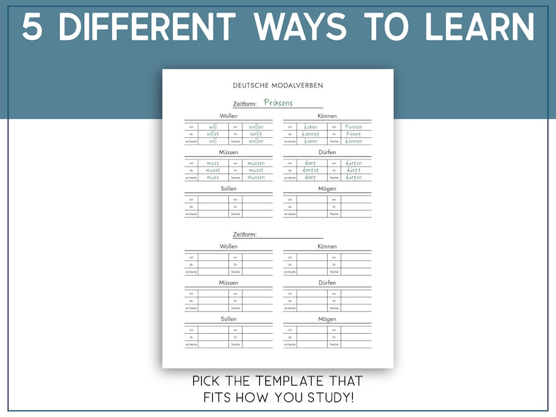 Printable German Verbs Study Bundle German Verb Conjugation - Etsy