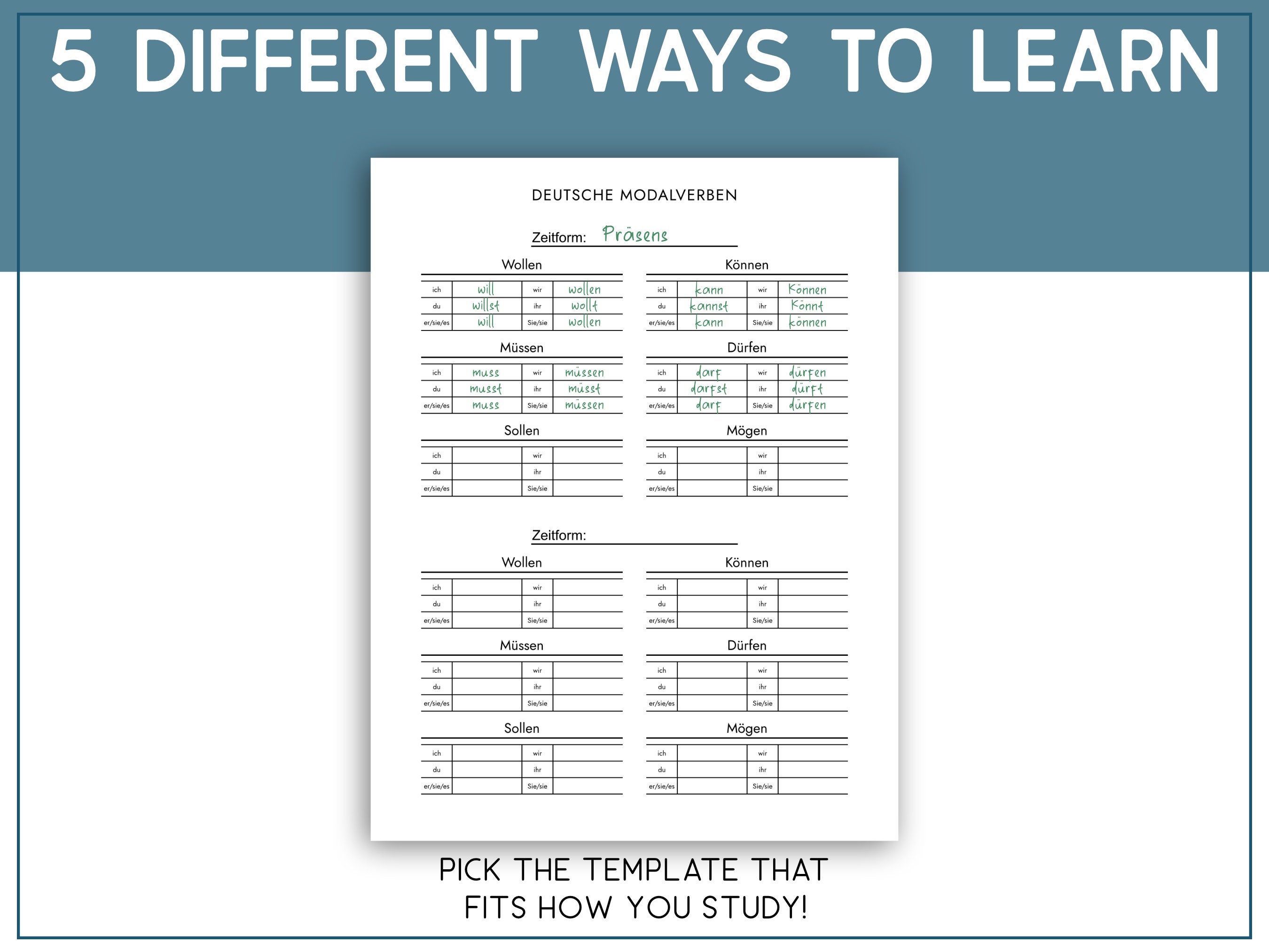 Printable German Verbs Study Bundle German Verb Conjugation - Etsy