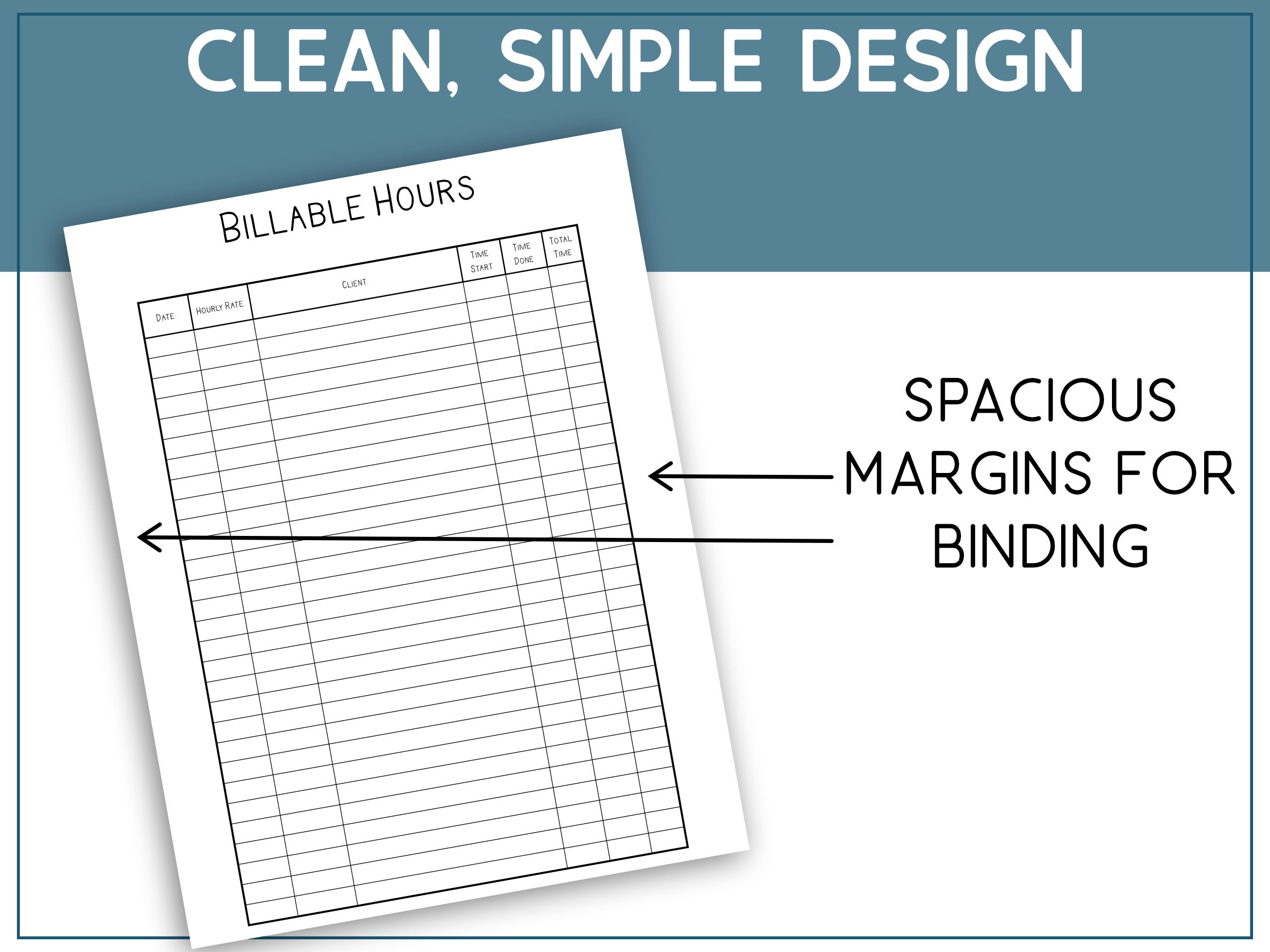 Billable Hours Tracker, Hours Worked Tracker, Timesheet Log, Project ...