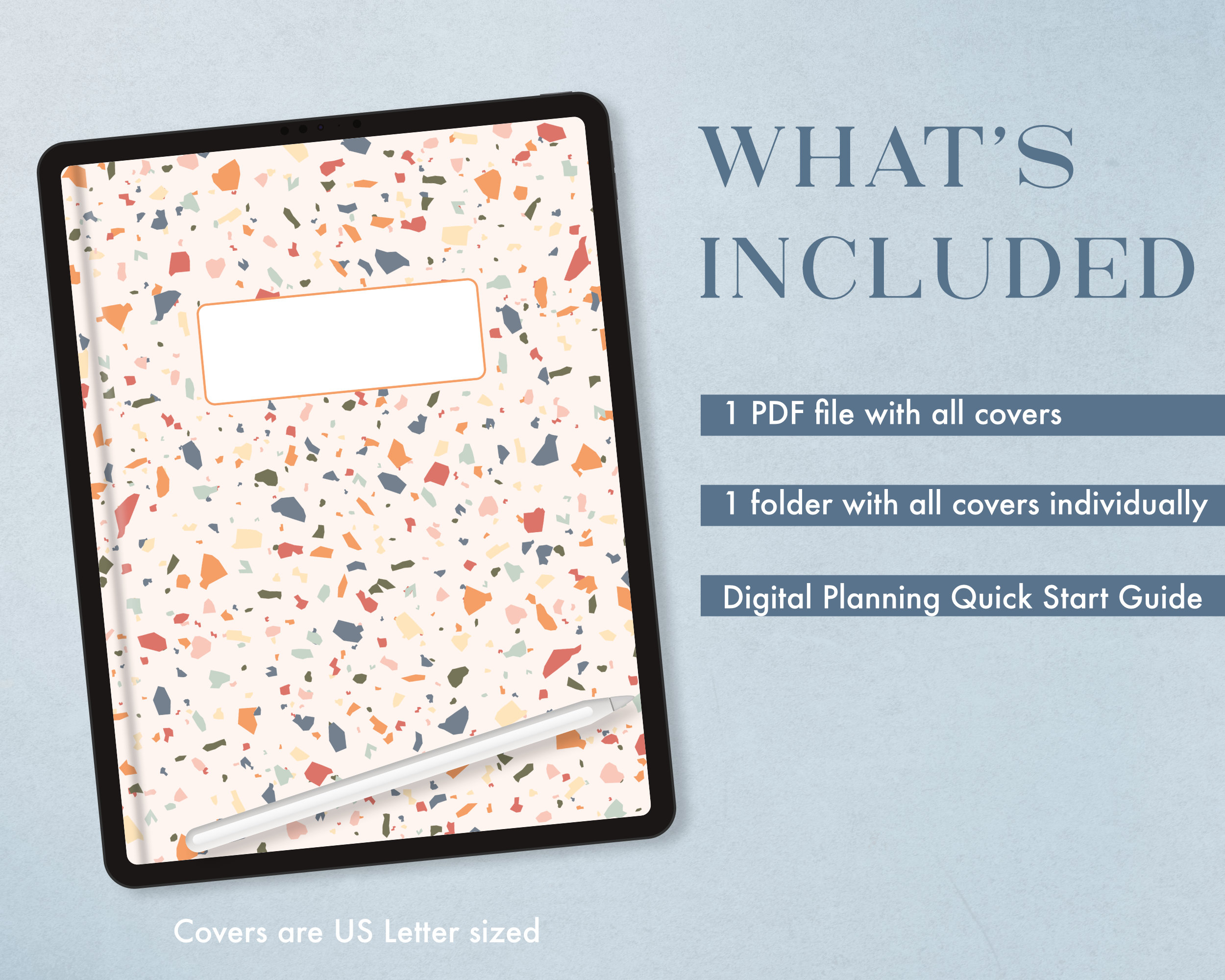 Terrazzo Digital Notebook Covers, Neutral Digital Notebook Covers ...