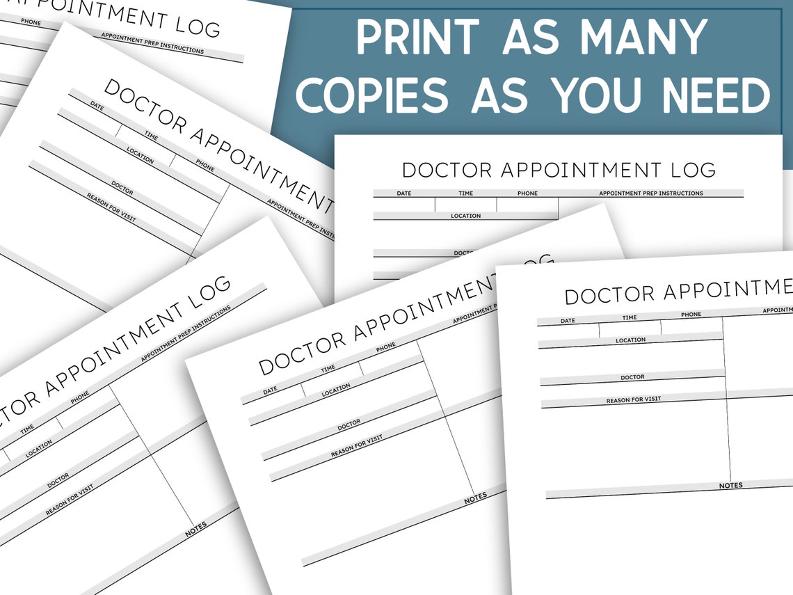 Printable Doctor Visit Notes, Doctor Appointment Log, Specialist ...