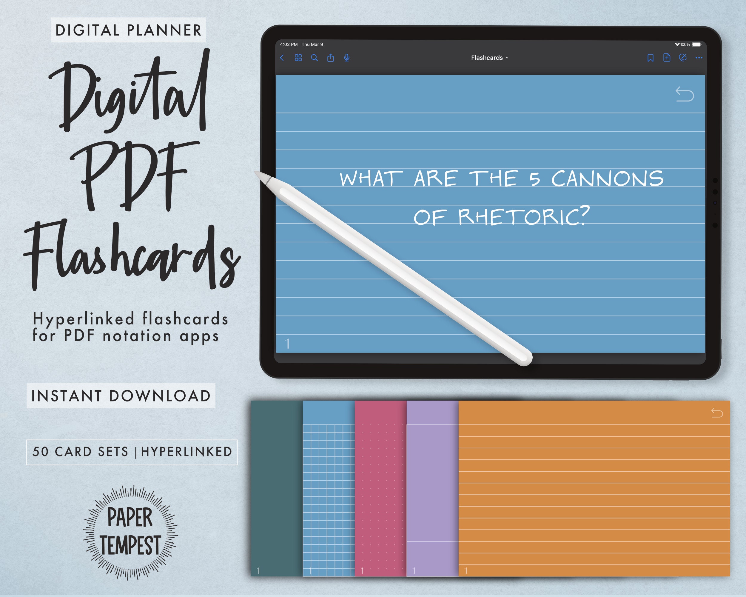 Jewel Tone Digital Flashcards for Goodnotes and Notability, Hyperlinked ...