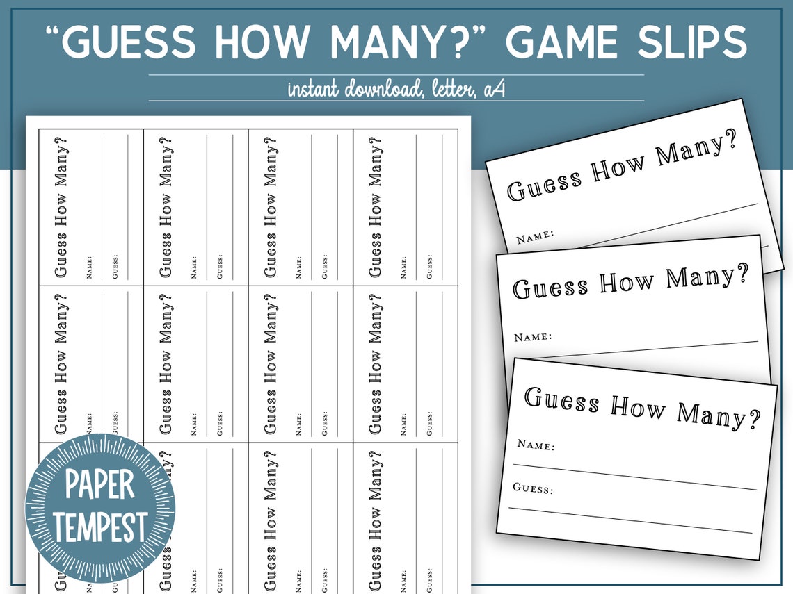 Printable Guess How Many Tickets Template, Guessing Game Entry Slips ...