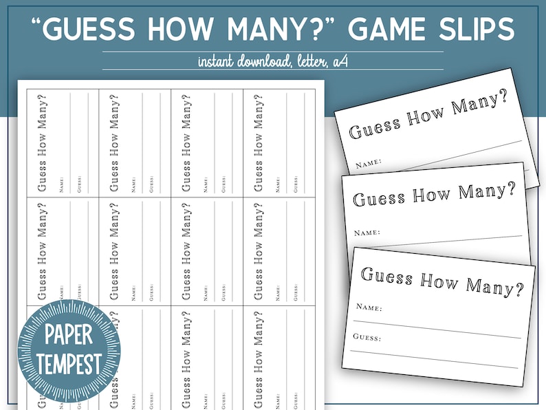 Printable Guess How Many Tickets Template, Guessing Game Entry Slips ...