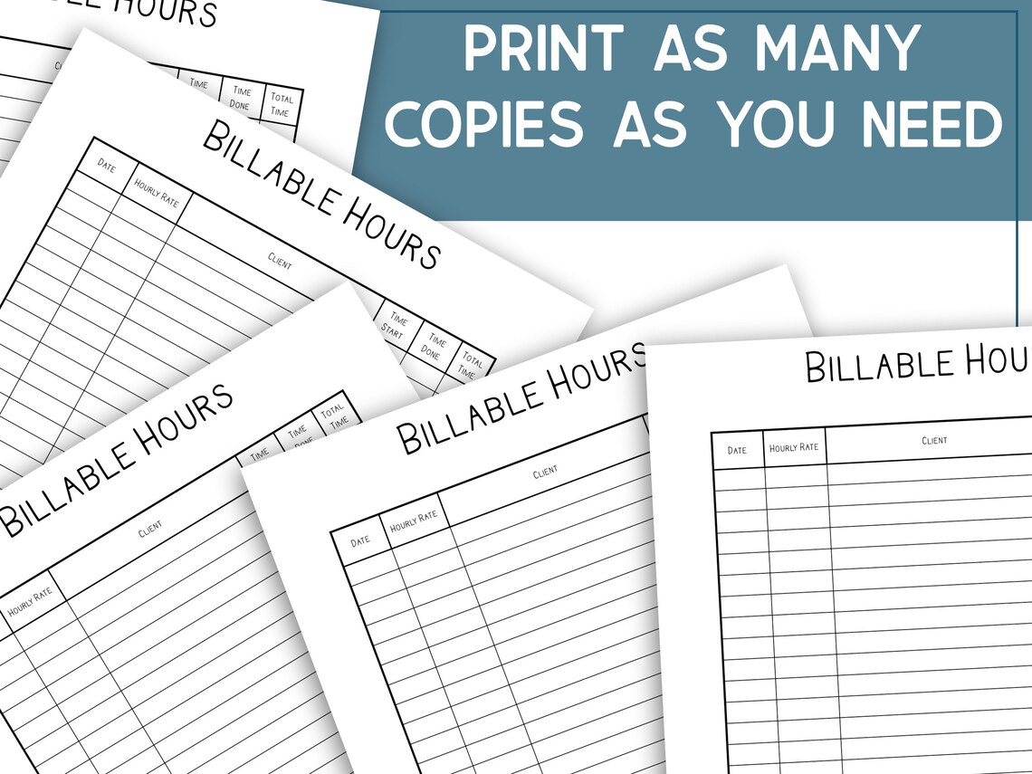 Billable Hours Tracker, Hours Worked Tracker, Timesheet Log, Project ...