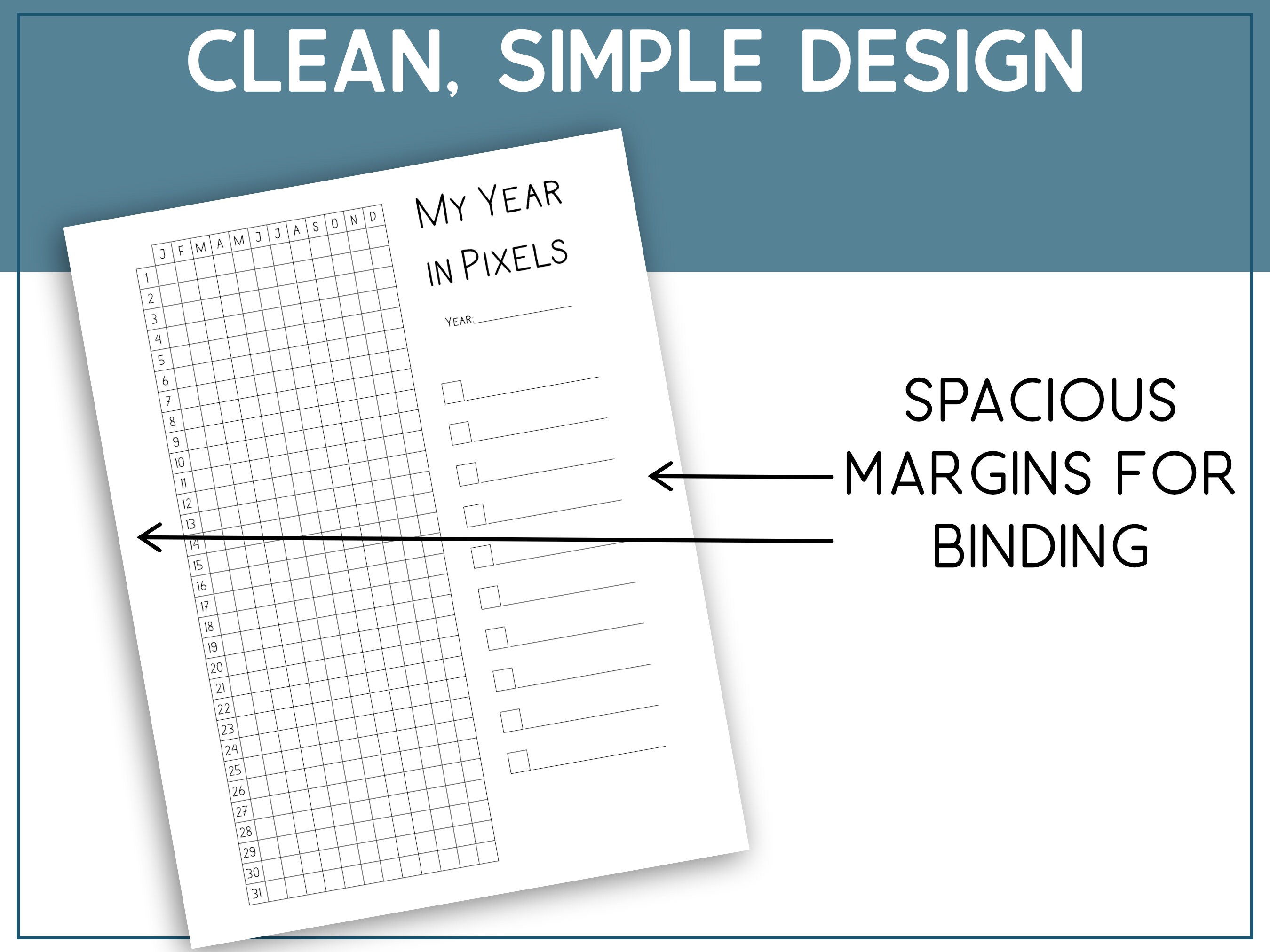 Year in Pixels Habit Tracker, Monthly Habit Tracker Printable, Daily ...