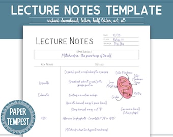 Printable Online Class Notes Lecture Notes Class Note Templates Study ...