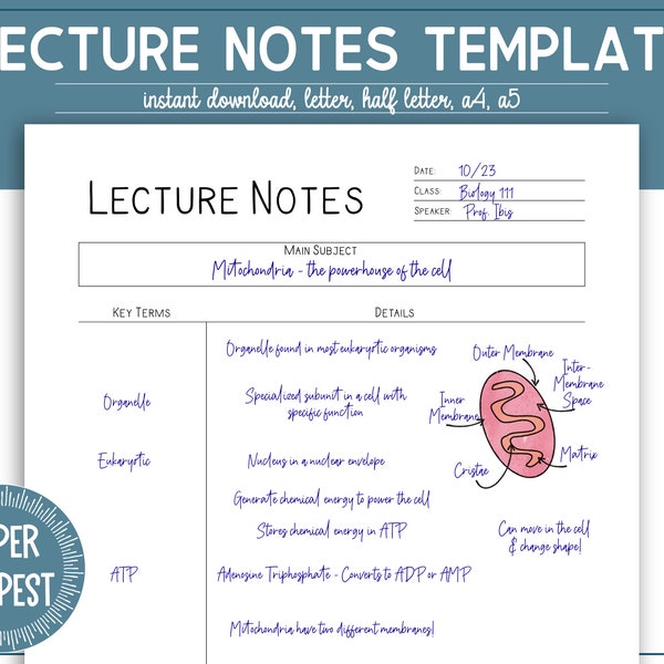 Lecture Notes Template - Etsy