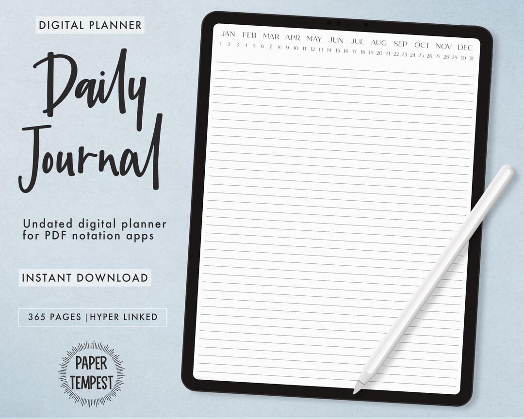 Digital Daily Journal, Hyperlinked Journal for Goodnotes and Notability ...