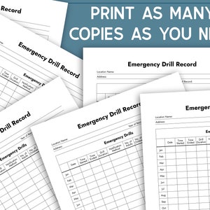Printable Emergency Evacuation Log, Emergency Drill Record, Fire Drill ...