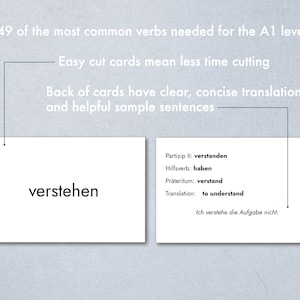 Printable German Verb Flashcards, German Vocabulary Flash Cards, German ...