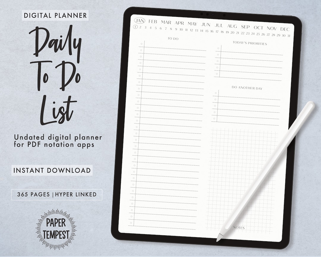 Digital to Do List, Simple Minimalist to Do List, Daily to Do List ...
