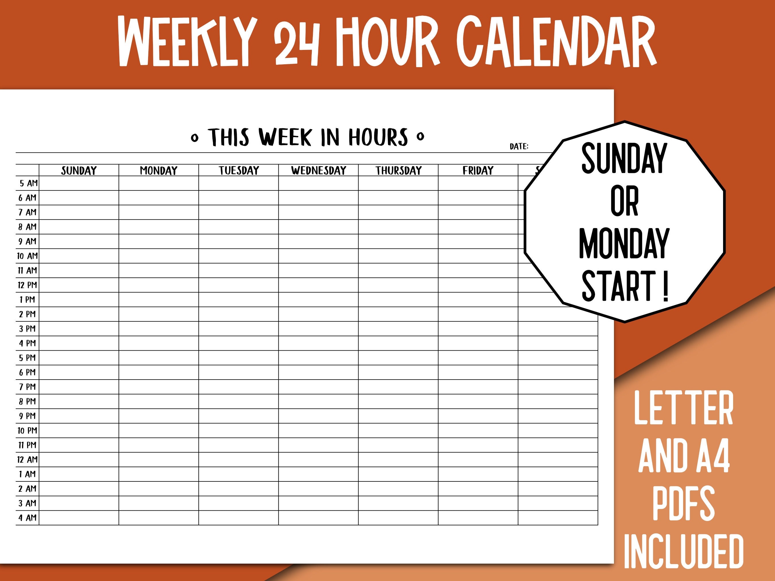 Weekly Calendar With Hours