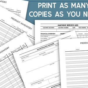 Printable Vending Machine Business Bundle, Vending Machine Inventory ...