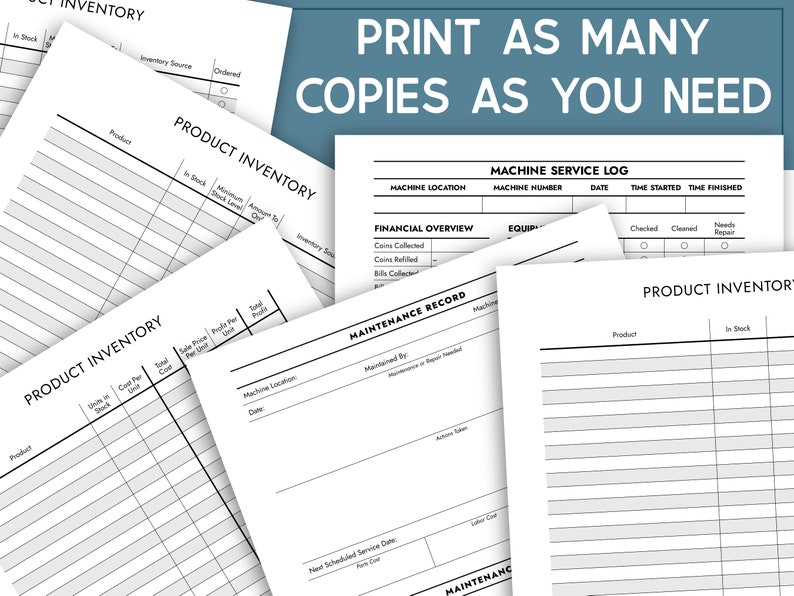 Printable Vending Machine Business Bundle, Vending Machine Inventory ...