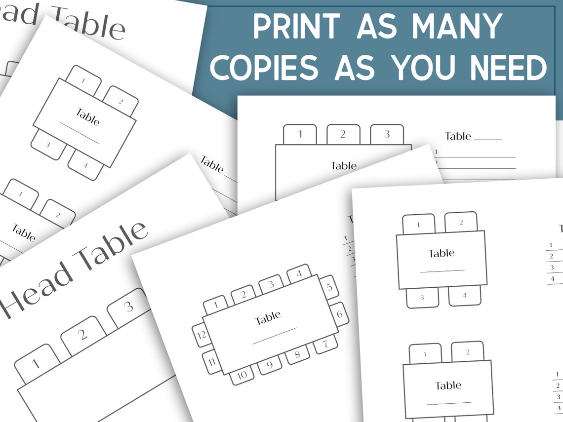 Printable Wedding Seating Chart Template Rectangular Table - Etsy