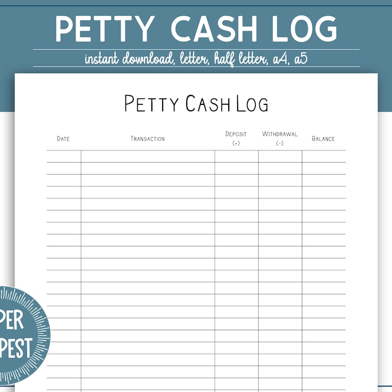 Petty Cash Template - Etsy