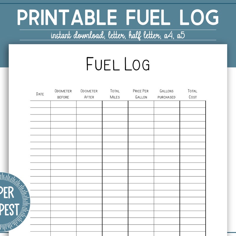 Fuel Log Template - Etsy