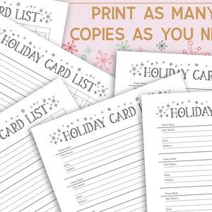 Printable Holiday Card List, Christmas Card List Planner Printable ...