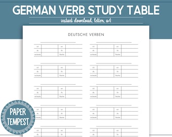 German Verb Conjugation Practice Sheet - Etsy