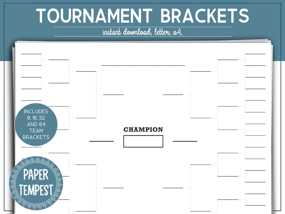 Printable Tournament Bracket Bundle, Single Elimination Sports Bracket ...