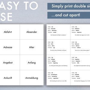 Printable German Noun Flashcards, German Vocabulary Flash Cards, German ...