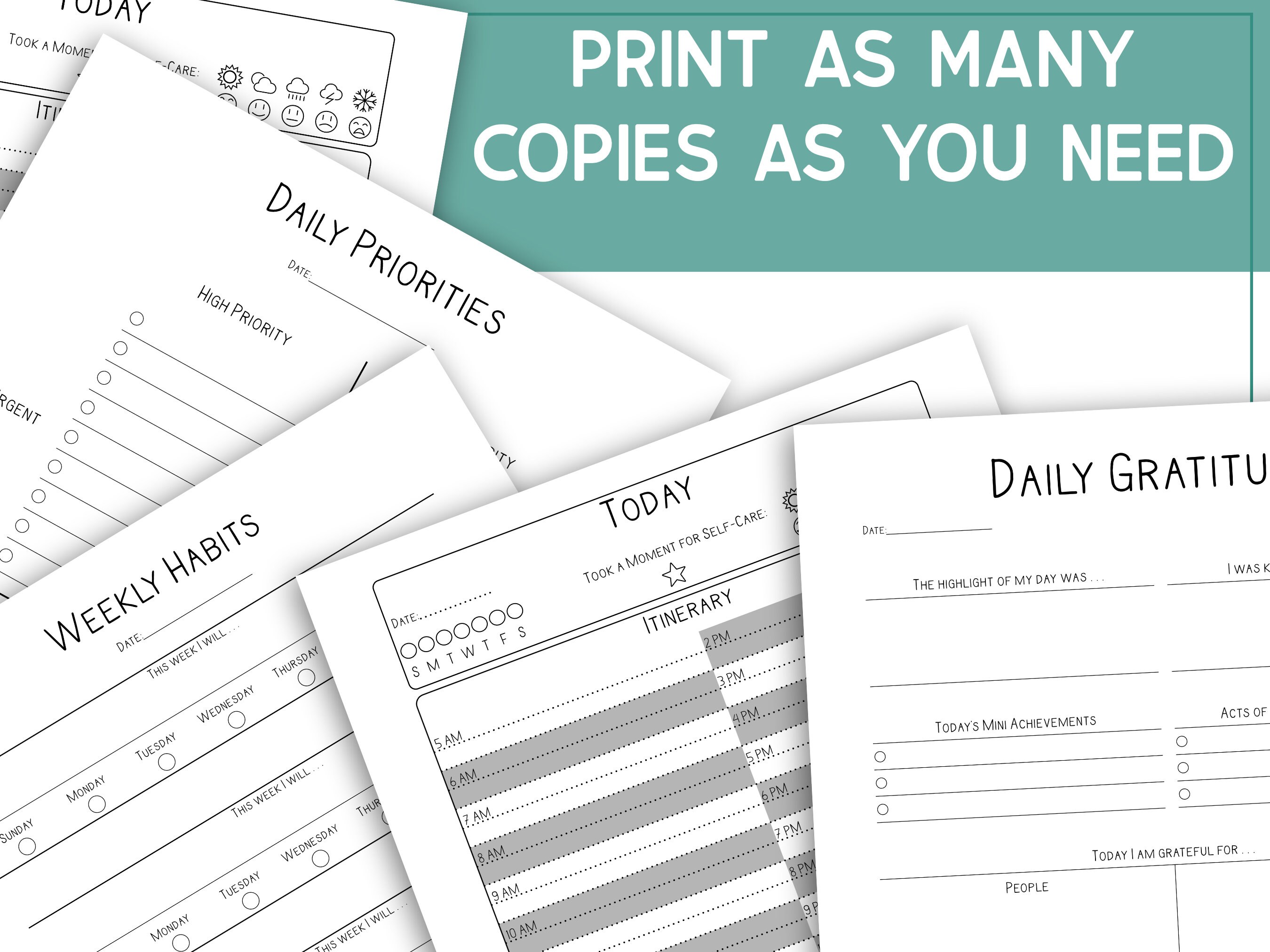 Your Perfect Day Planner Printable Bundle, Planner Bundle, 15 Minute ...