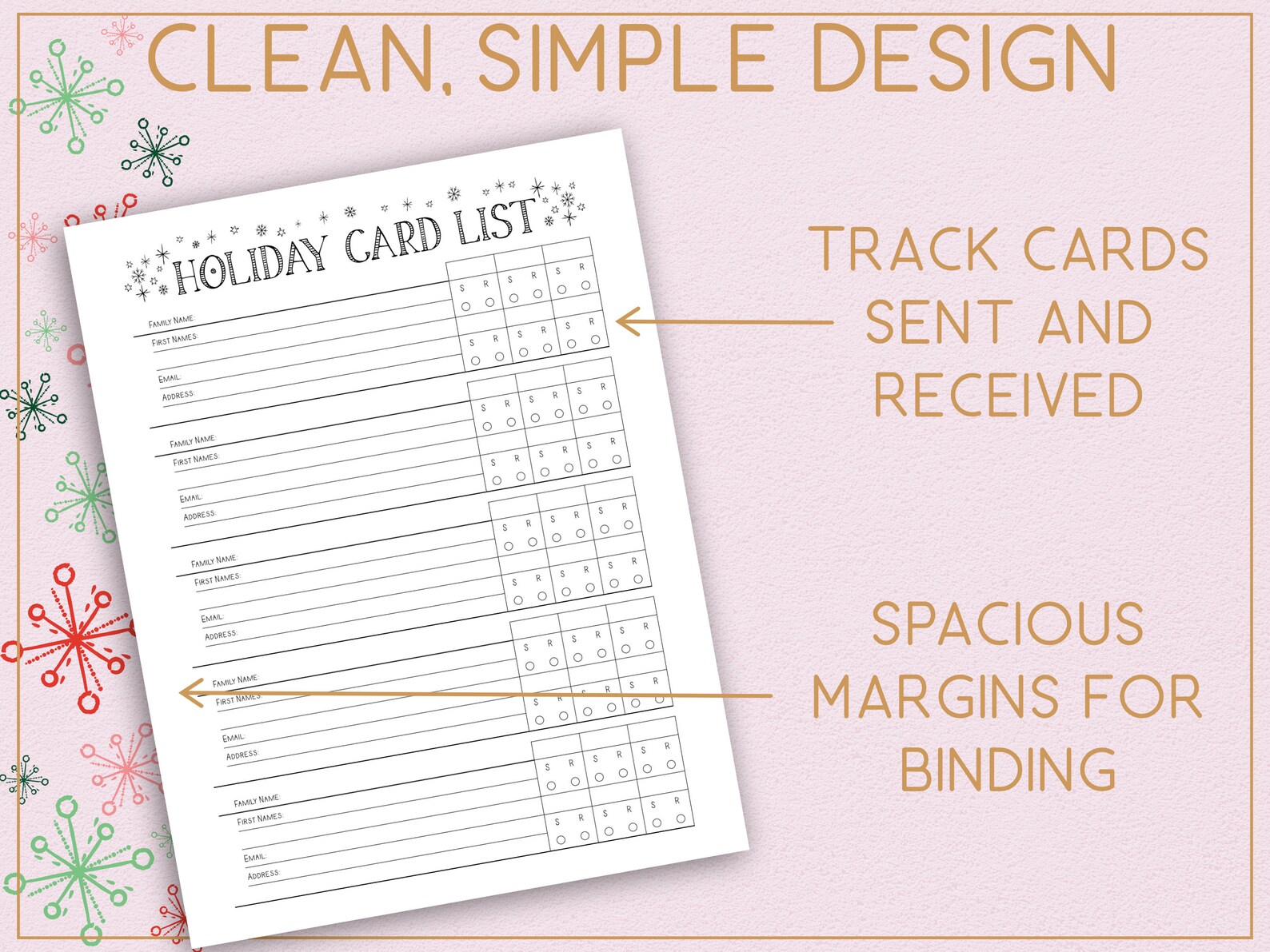 Printable Holiday Card List, Christmas Card List Planner Printable ...