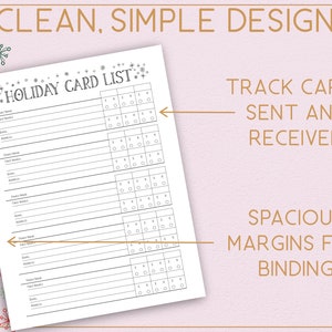 Printable Holiday Card List, Christmas Card List Planner Printable ...