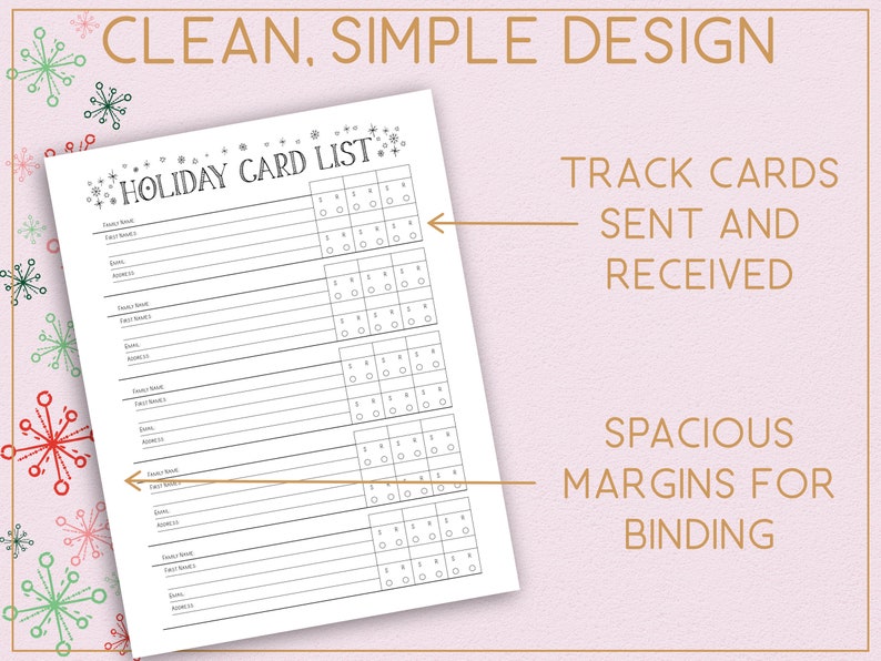 Printable Holiday Card List, Christmas Card List Planner Printable ...